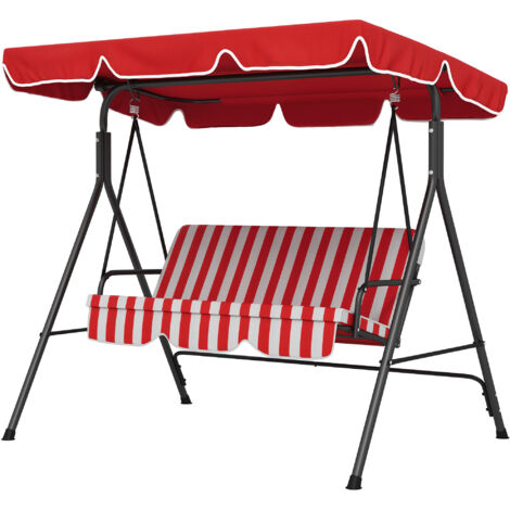 Balancelle de jardin anti UV avec toit réglable et assise rouge ...