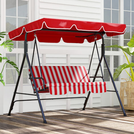 Balancelle de jardin anti UV avec toit réglable et assise rouge ...