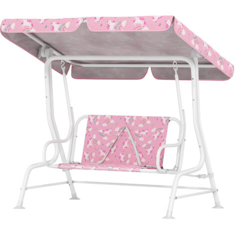 Balançoire rose pour enfants 2 places dimensions 112x75x120 cm ...