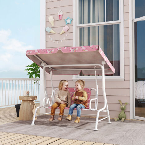 Balançoire rose pour enfants 2 places dimensions 112x75x120 cm ...