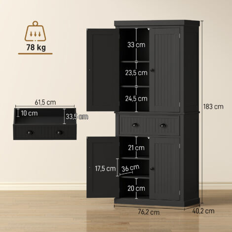 Placard de cuisine noir meuble de rangement colonne gain de place ...