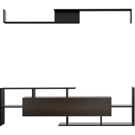Grand meuble TV de 153cm avec rangement et etagere murale de 150cm ...