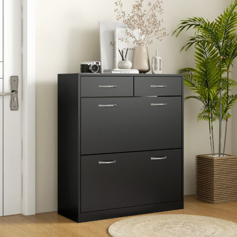 Armoire à chaussures noire 80 cm pour 12 paires style industriel chic ...