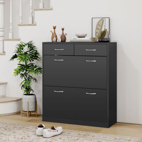 Armoire à chaussures noire 80 cm pour 12 paires style industriel chic ...