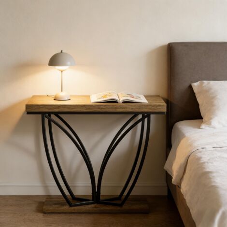 Table console rustique en bois foncé de 110cm de long style campagne ...