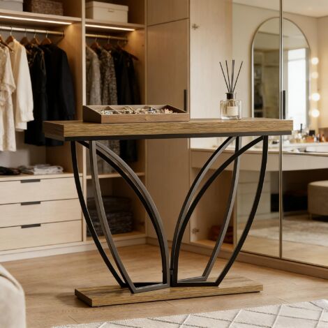 Table console rustique en bois foncé de 110cm de long style campagne ...