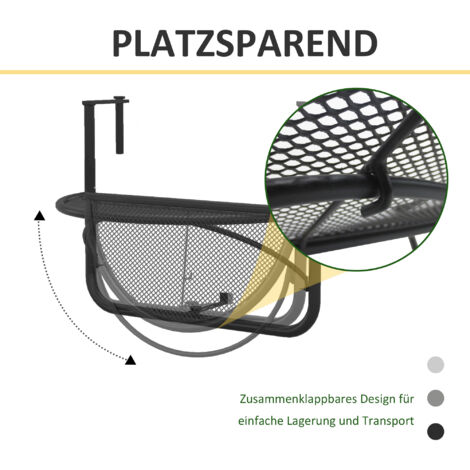 Table de balcon suspendue pour café extérieur et lecture métal Ø30 cm ...