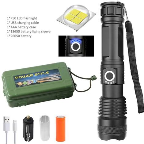 Lampe de poche rechargeable LED P70 zoomable pour la randonnée ...