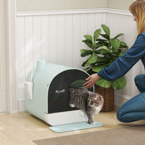 Maison de toilette chat PawHut anti odeur avec filtre et pelle inclus ...