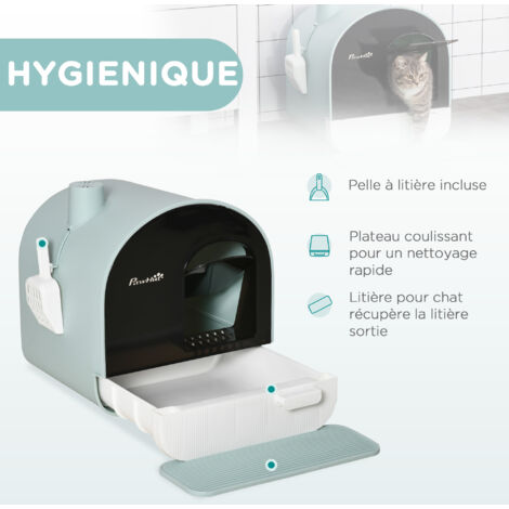 Maison de toilette chat PawHut anti odeur avec filtre et pelle inclus ...