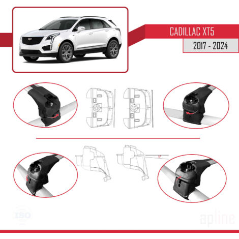 Barres de toit Cadillac XT5 2016-2024 ACE-2 railing aluminium gris ...