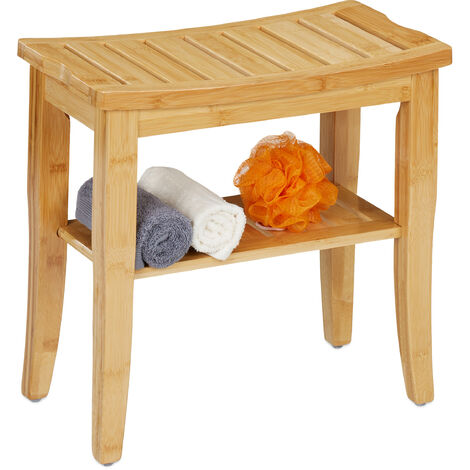 Relaxdays Badhocker Bambus, HxBxT: 45,5 x 48 x 25 cm, Traglast: 150 kg ...