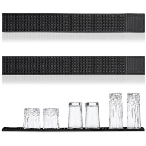 Relaxdays Barmatte 2er Set, mit Noppen, 60 x 8 cm, Abtropfmatte aus PVC ...