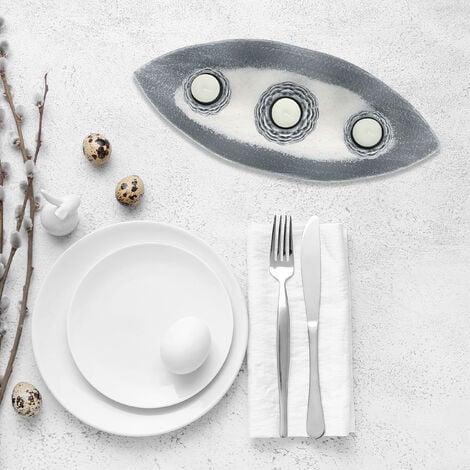 Relaxdays Kerzen Deko, Set mit Dekotablett, 3 Teelichthaltern & Sand, Tischdeko Wohnzimmer, Deko ...