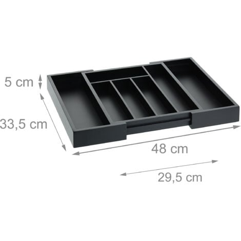 Relaxdays Besteckkasten, ausziehbar, 5 bis 7 Fächer, Schubladen Ordnungssystem, Bambus & MDF ...