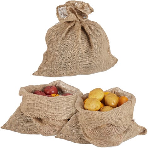 Relaxdays Jutesack, 3er Set, HxB: 55 x 50 cm, universaler Jutebeutel ...