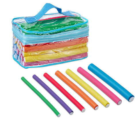 Relaxdays Lockenwickler, 48er Set Papilotten mit Tasche ...