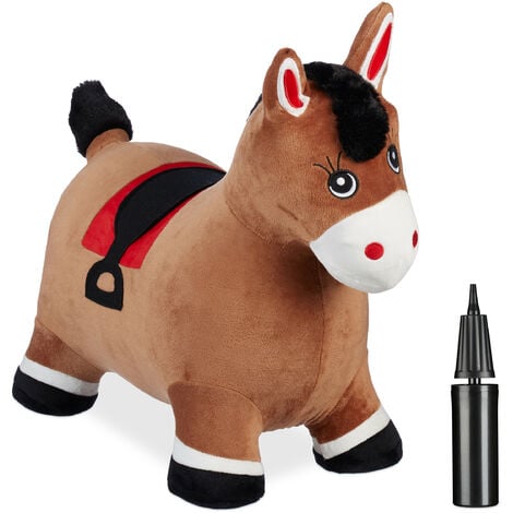 Relaxdays Hüpftier Pferd, mit Bezug, inkl. Luftpumpe, Hüpfpferd bis 50 ...