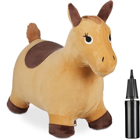 Relaxdays Hüpftier Pferd, mit Bezug, inkl. Luftpumpe, Hüpfpferd bis 50 ...