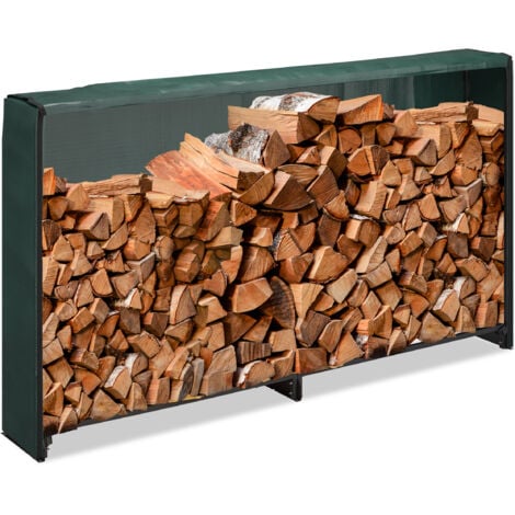 Relaxdays Kaminholzregal mit Abdeckung, für Holz ab 25 cm, Brennholzregal aus Eisen, HBT ...