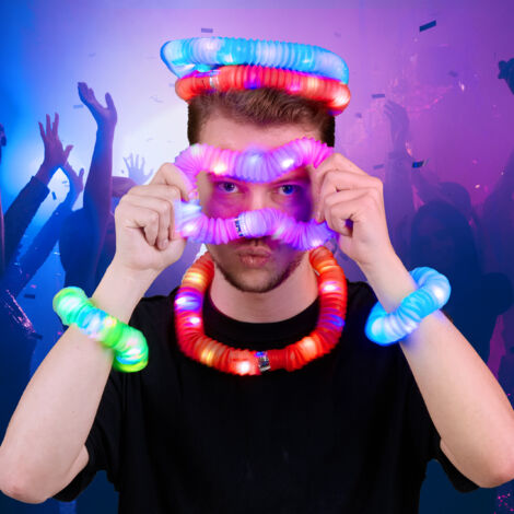Relaxdays Leuchtstäbe, 15 LED Knicklichter, 3 Effekte, ausziehbare ...