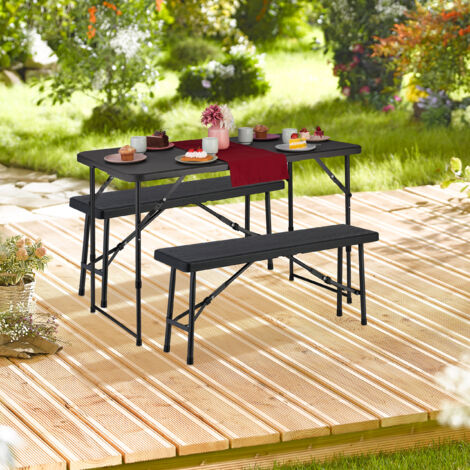 Relaxdays Bierbank 2er Set, klappbar, Kunststoff, Stahl, Campingbank ...