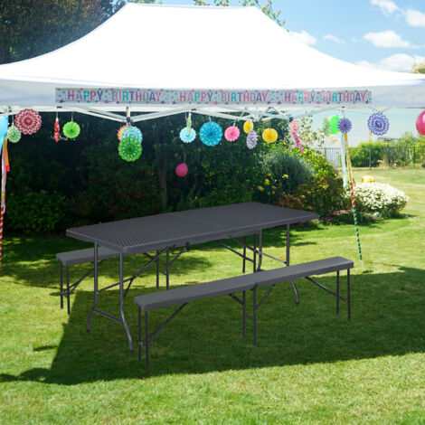 Relaxdays Bierbank 2er Set, klappbar, Kunststoff, Stahl, Campingbank ...