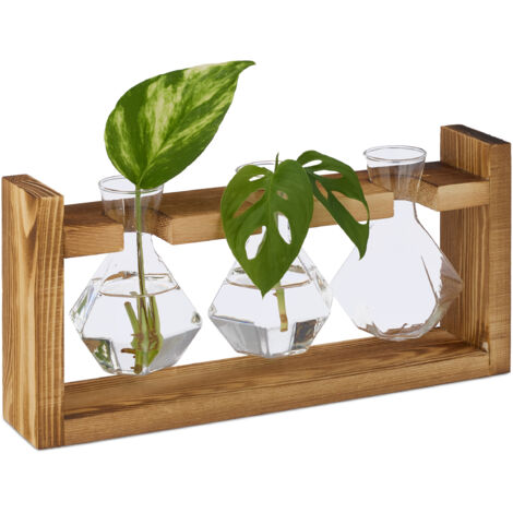 Relaxdays Reagenzglas Vase, geometrische Glasvasen Ständer, Blumen ...