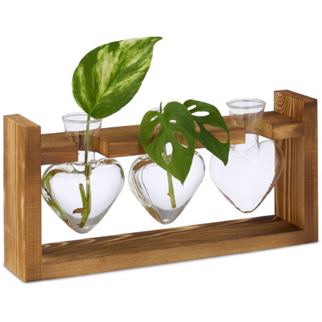 Relaxdays Reagenzglas Vase, Glasvasen Herz mit Halterung, Blumen ...