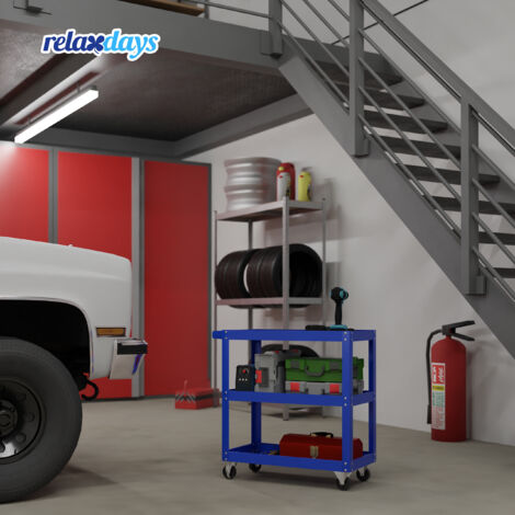 Relaxdays Werkstattwagen, Werkzeugwagen mit 3 Ebenen, mobiler ...