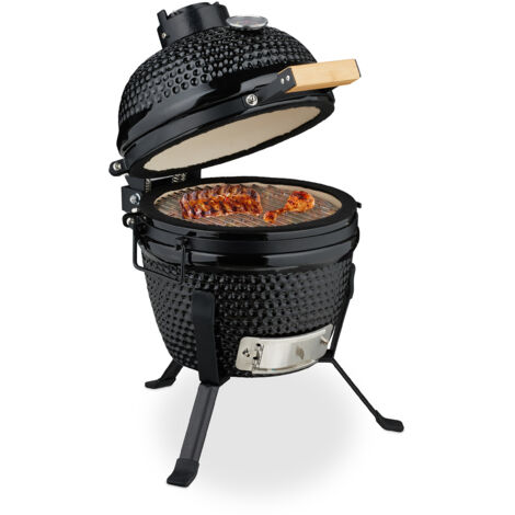 Relaxdays Kamado Grill, Ø 32 cm, Keramikgrill mit Thermometer bis 450 ...
