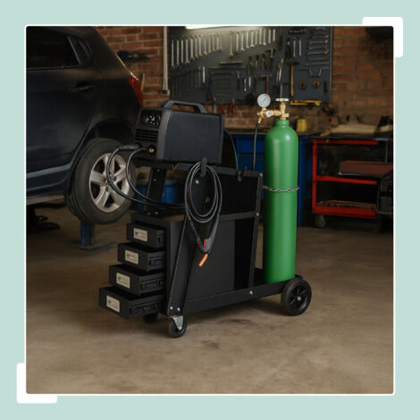 Relaxdays Schweißwagen, 4 Schubladen, 2 Ablagen, bis 110 kg, HxBxT: 70 x 38 x 71 cm, Stahl ...