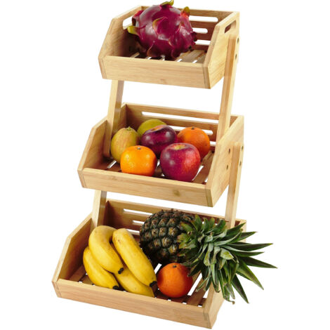 Relaxdays Obst Etagere Bambus, HxBxT: 49 x 30 x 25 cm, Korbetagere für ...