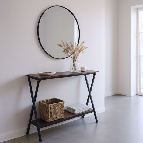 Relaxdays Konsolentisch, HxBxT: 80 x 100 x 30 cm, Metall, MDF, schmale Konsole Flur, Flurtisch 2 ...