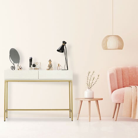 Relaxdays Konsolentisch, 2 Schubladen, Sideboard Flur, Wohnzimmer, Ablagetisch Holzoptik, HxBxT ...