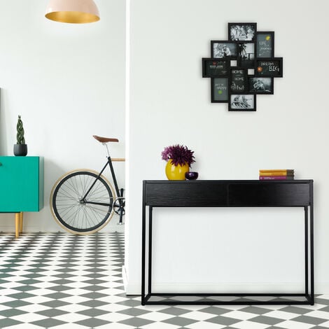 Relaxdays Konsolentisch, Flurtisch mit 2 Schubladen, 80,5x110x40 cm, schmaler Ablagetisch, Flur ...