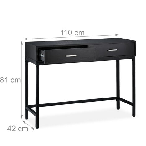 Relaxdays Konsolentisch, Flurtisch mit 2 Schubladen, HBT: 81x110x42 cm, schmaler Ablagetisch ...