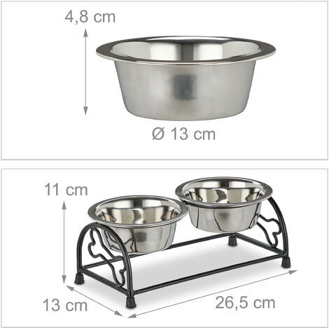 Relaxdays Hunde-Napfset mit Halterung, Napfständer Hunde & Welpen, 2 ...
