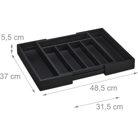 Relaxdays Besteckkasten Bambus, ausziehbar, 7 Fächer, Besteck & Küchenutensilien, HBT 5,5 x 31,5 ...