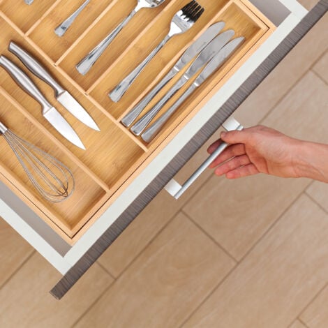 Relaxdays Besteckkasten für Schubladen, ausziehbar, 7-9 Fächer, HBT: 5 x 34-50,5 x 44,5 cm ...