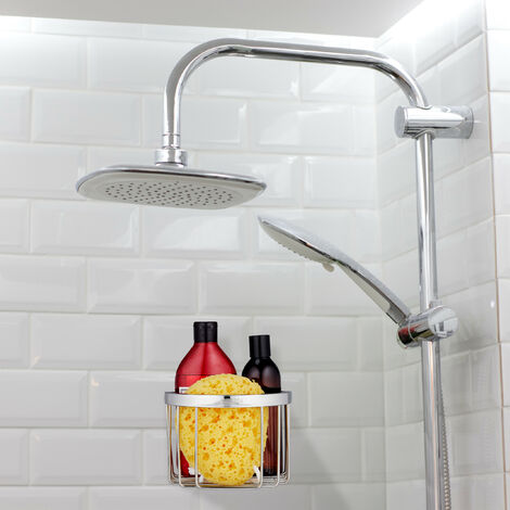 Relaxdays Support pour douche, acier inoxydable, mural, HxLxP: 11 ...