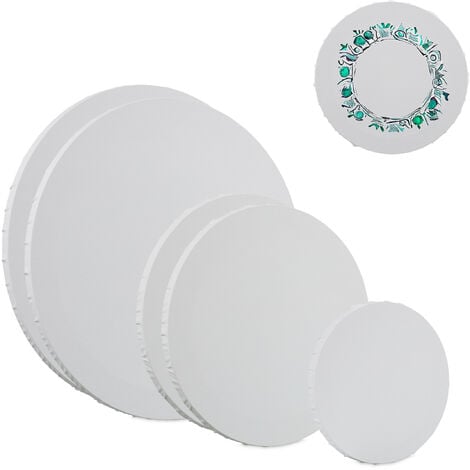 Relaxdays toiles à peindre rondes, lot de 6, toiles de peinture, 3 ...