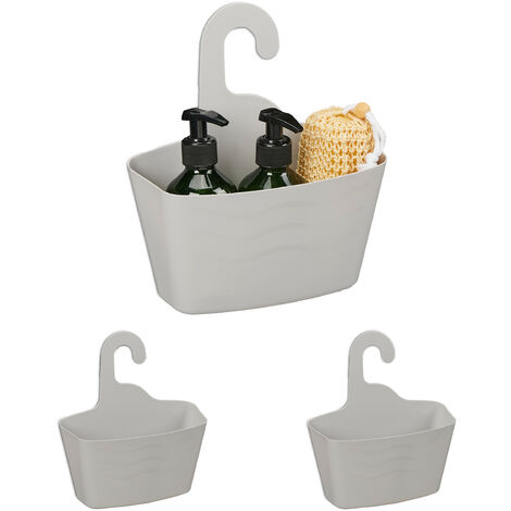 Relaxdays Lot de 3 corbeilles de douche, sans perçage, plastique ...