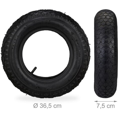 Relaxdays Roue de diable, chambre à air, 3.50-8, bande de roulement à ...