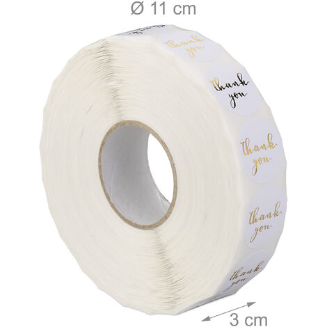 Relaxdays Rouleau étiquettes « Thank you », 2500 pièces, autocollants ...