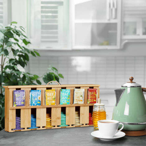 Boîte à thé en bambou 6 cases pour trier vos sachets sans désordre ...