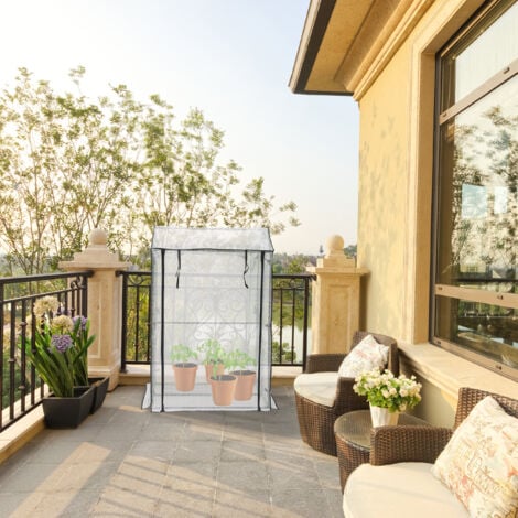 Relaxdays Serre de balcon avec 4 grilles, HLP: 150x100x80 cm, plastique ...