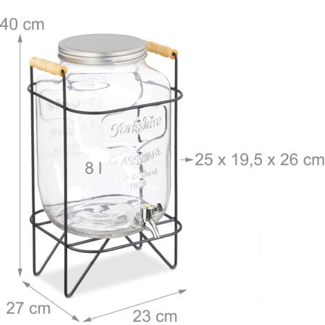 Relaxdays Distributeur de boisson, support, 8 litres, robinet et ...