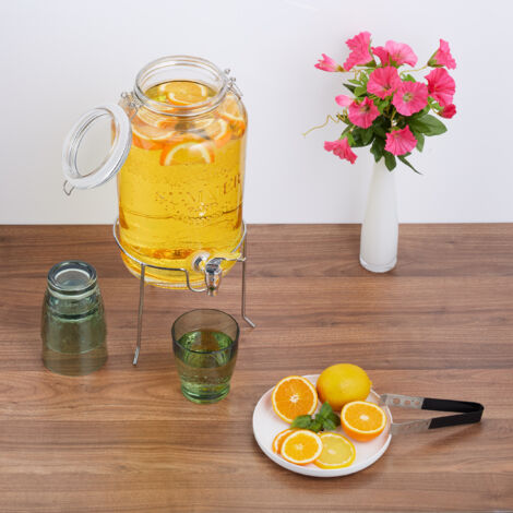 Relaxdays Distributeur de boisson, avec support et robinet, 5 litres ...