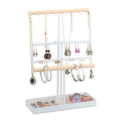 Relaxdays Porte-bijoux, support pour chaînes, hauteur ajustable, en T ...